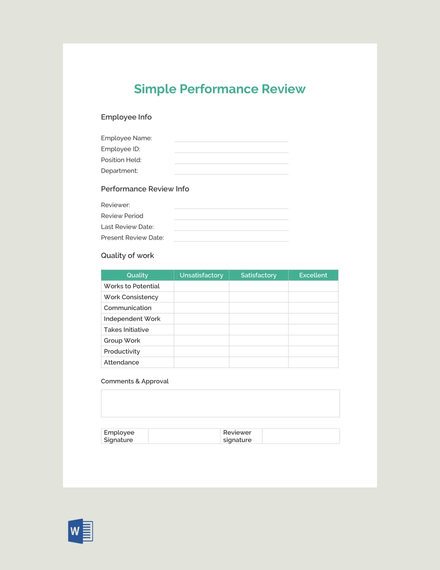 FREE Monthly Employee Review Template: Download 67+ Forms in Word ...