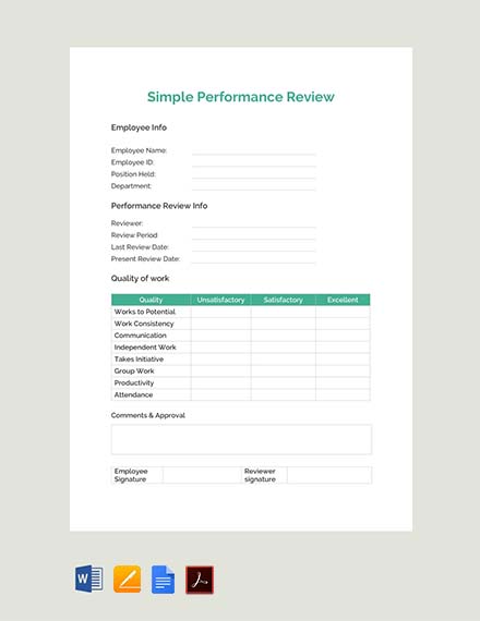 Employee Performance Review Template Google Docs Word Apple Pages 