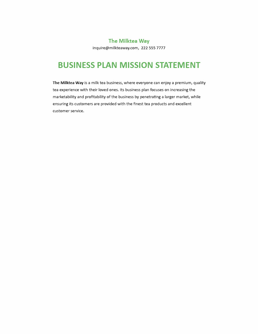 Clothing Business Mission Statement Example Template - Google Docs ...