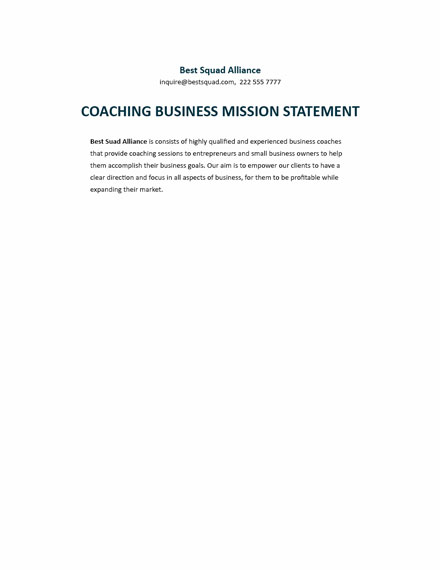 Clothing Business Mission Statement Example Template - Google Docs ...