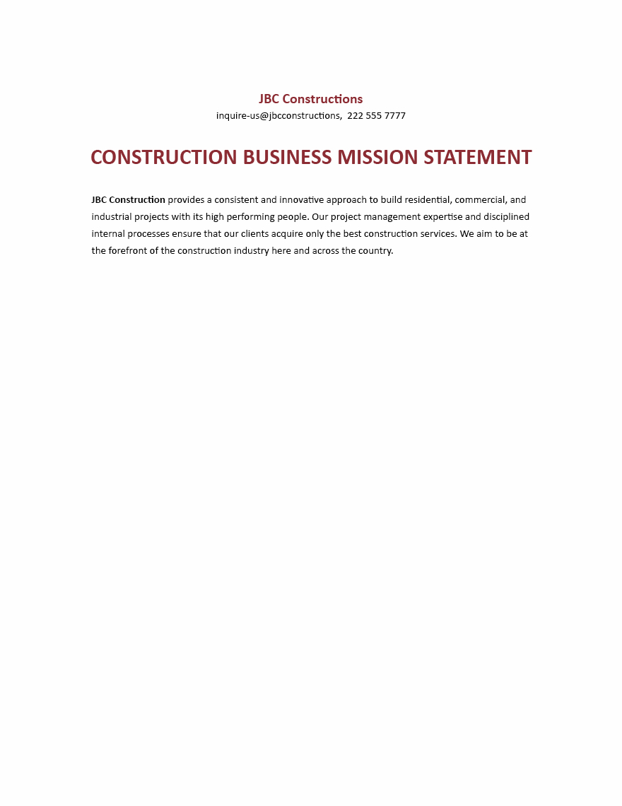 Clothing Business Mission Statement Example Template - Google Docs ...