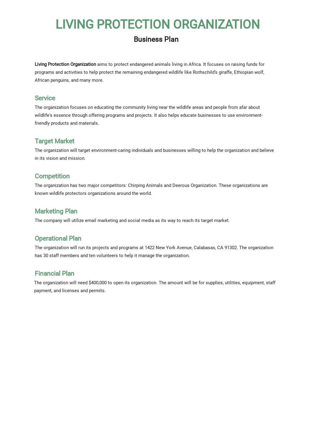 Nonprofit Business Plan Template Free Download Nonprofit Business Plan Template Free Download