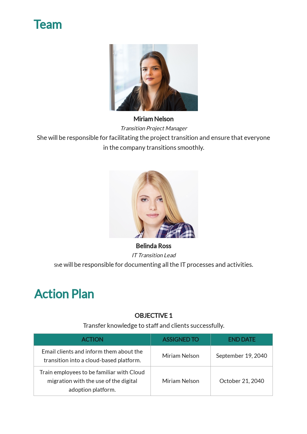 Project Transition Plan [Free PDF] - Word