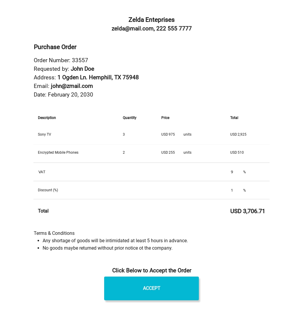 Delivery Note Example Template - Excel, Word, Apple Numbers, Apple ...
