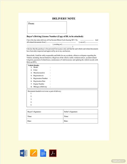 FREE Delivery Note Example Template - PDF | Word (DOC) | Excel | Apple ...