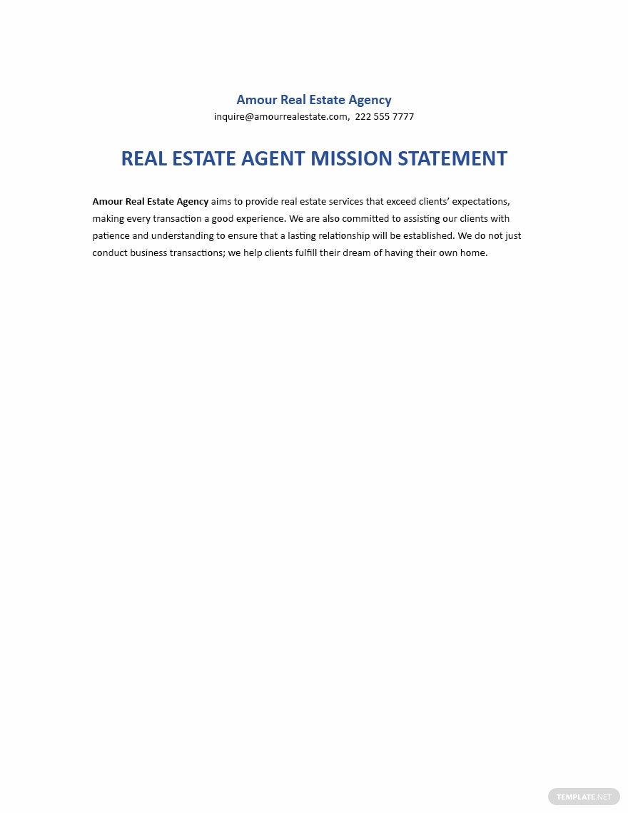 Free Simple Real Estate Mission Statement Template - Google Docs, Word ...
