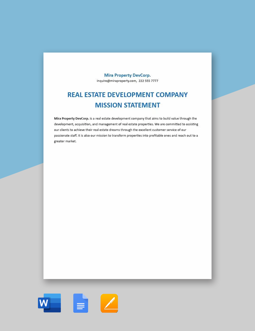 FREE Real Estate Development Word Template Download Template