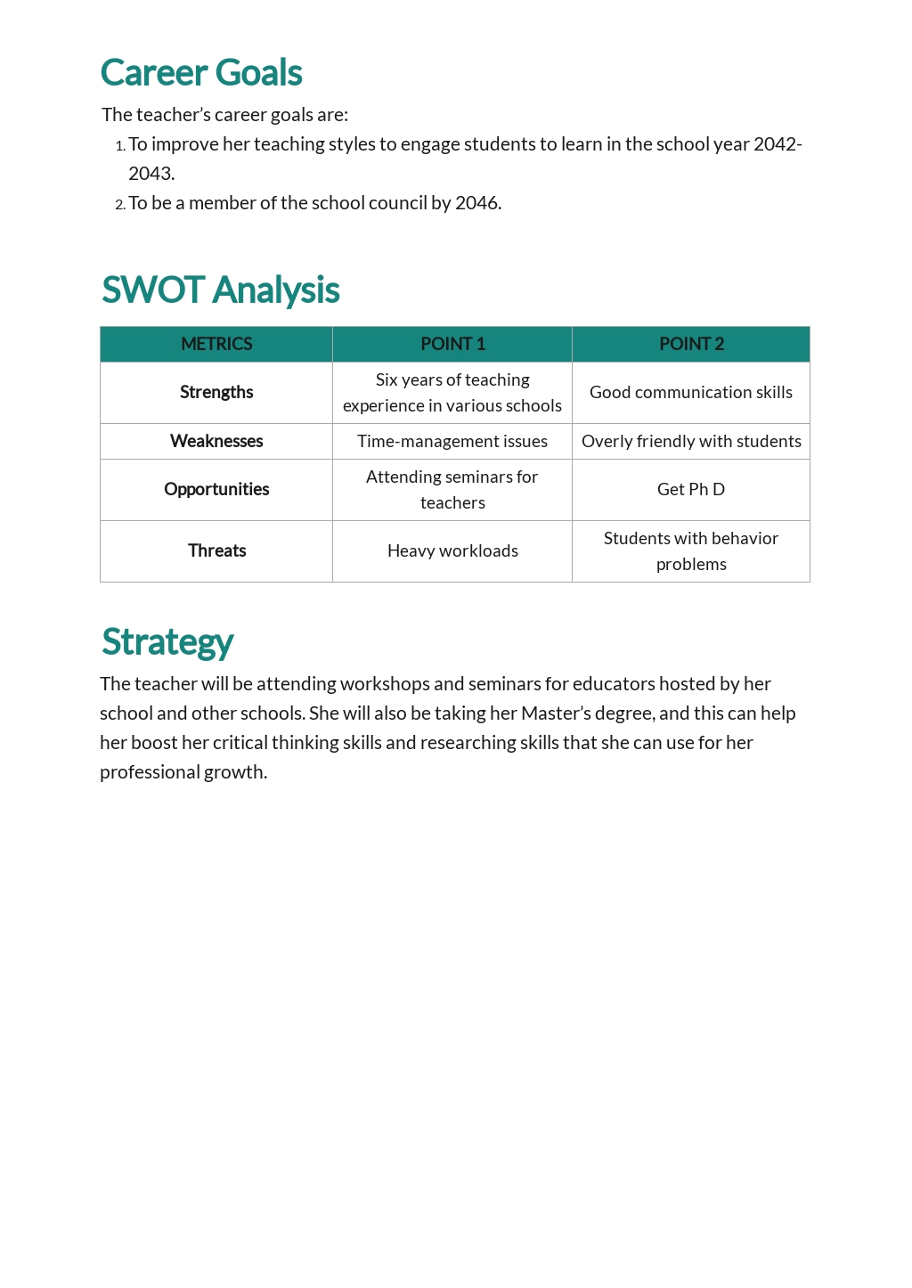 Professional Growth Plan Template - Word | Template.net