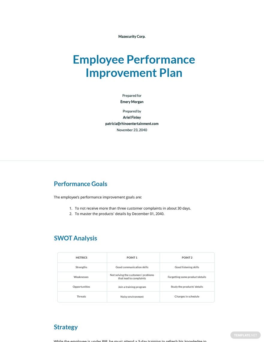 Performance Development Plan Template - Google Docs, Word, Apple Pages ...