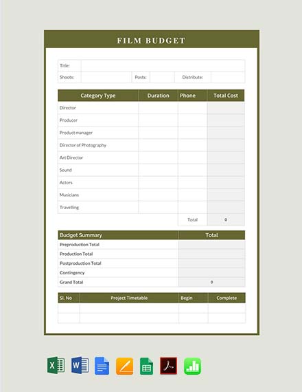 9+ Film Budget Templates - Word, Excel, PDF