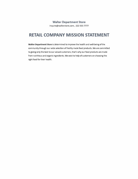 Retail Mission Statement Sample Template - Google Docs, Word | Template.net