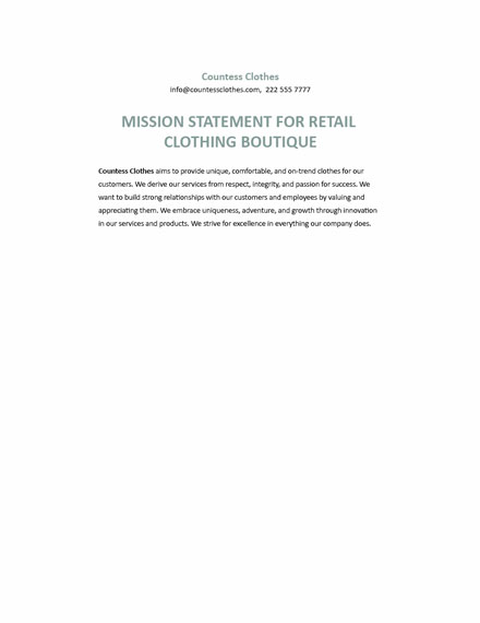 Retail Mission Statement Sample Template - Google Docs, Word | Template.net