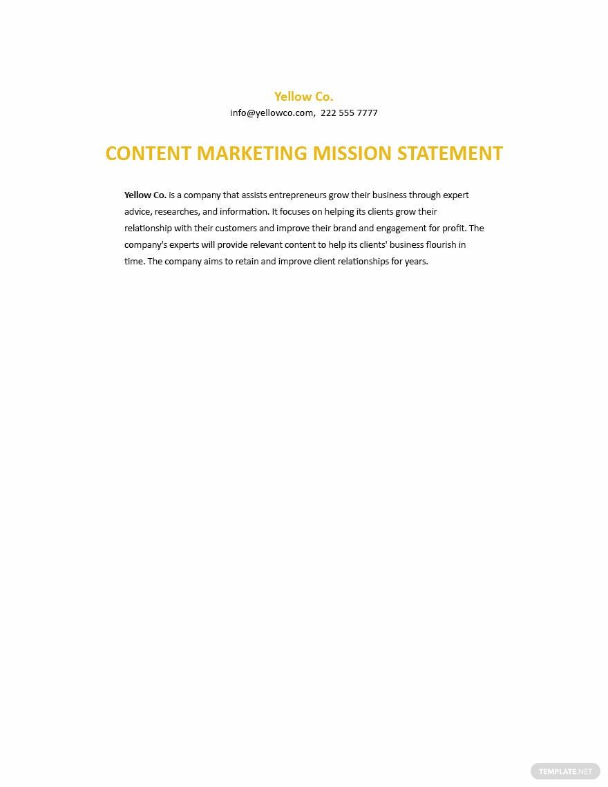 Content Marketing Mission Statement Template - Google Docs, Word ...