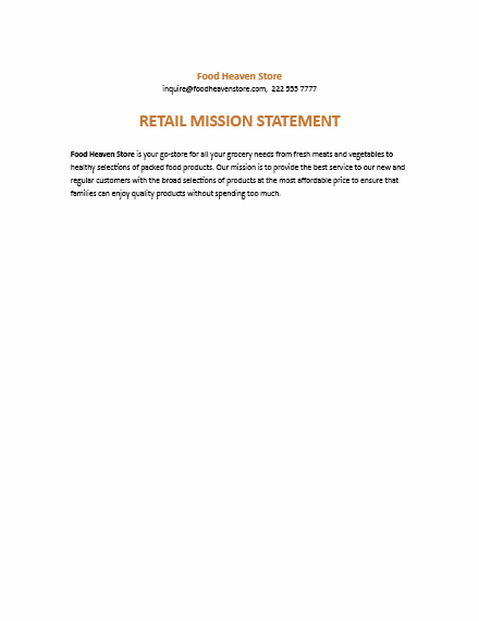 Retail Mission Statement Sample Template - Google Docs, Word | Template.net