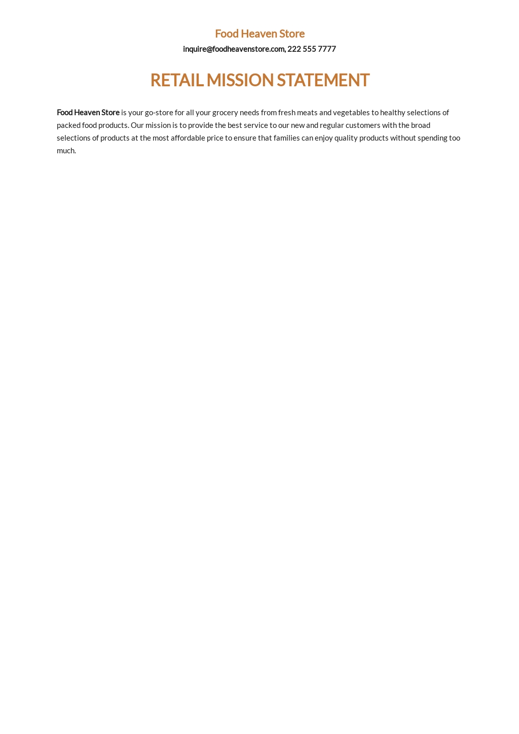 Retail Mission Statement Sample Template In Google Docs Word 
