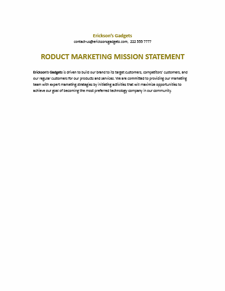 Marketing Plan Mission Statement Template Google Docs Word Apple 
