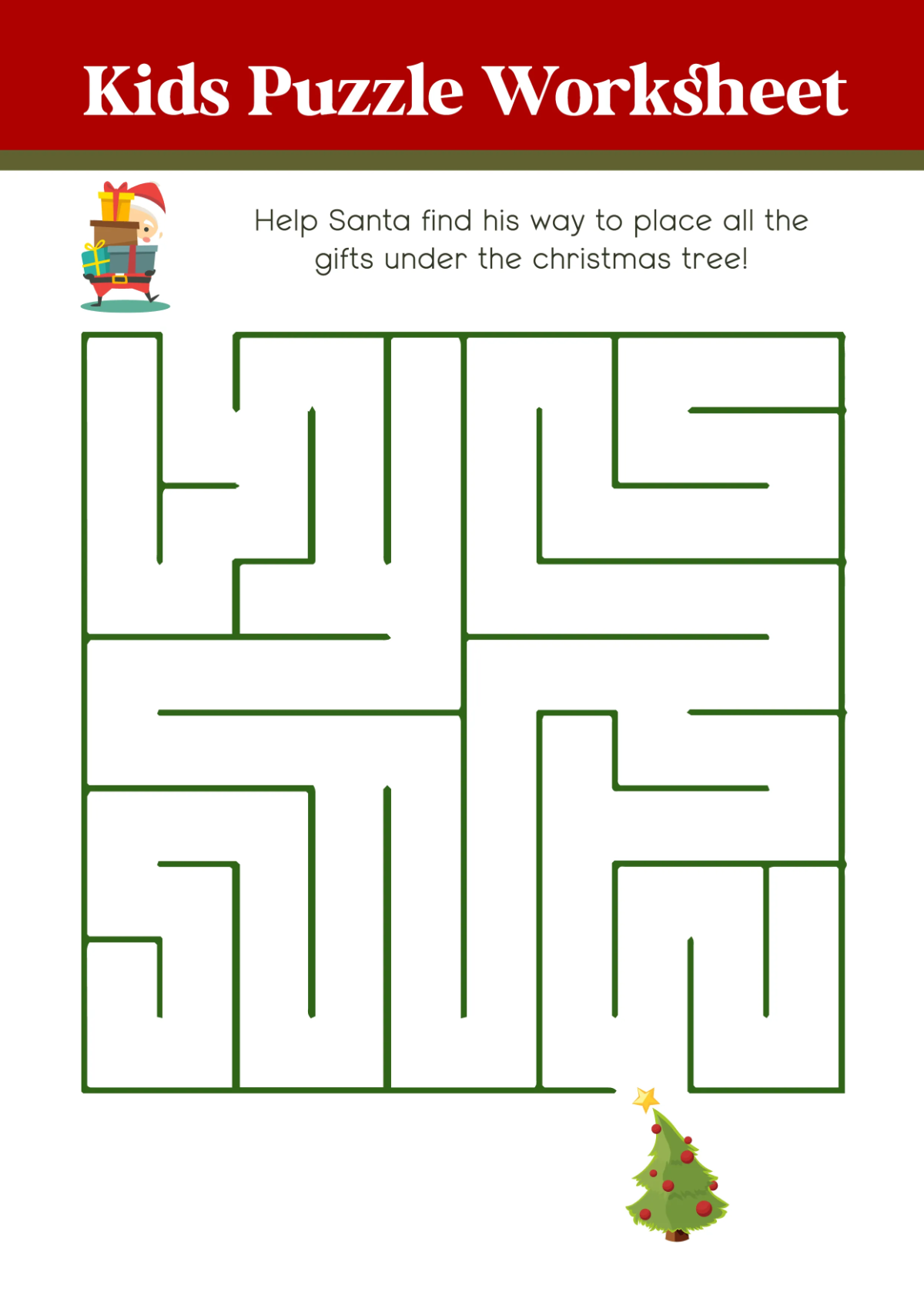 Free Kids Christmas Worksheet Template to Edit Online