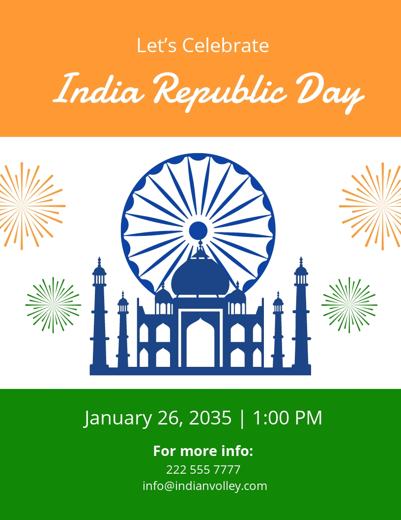 Happy Indian Republic Day Flyer Template [Free JPG] - Google Docs, Word ...