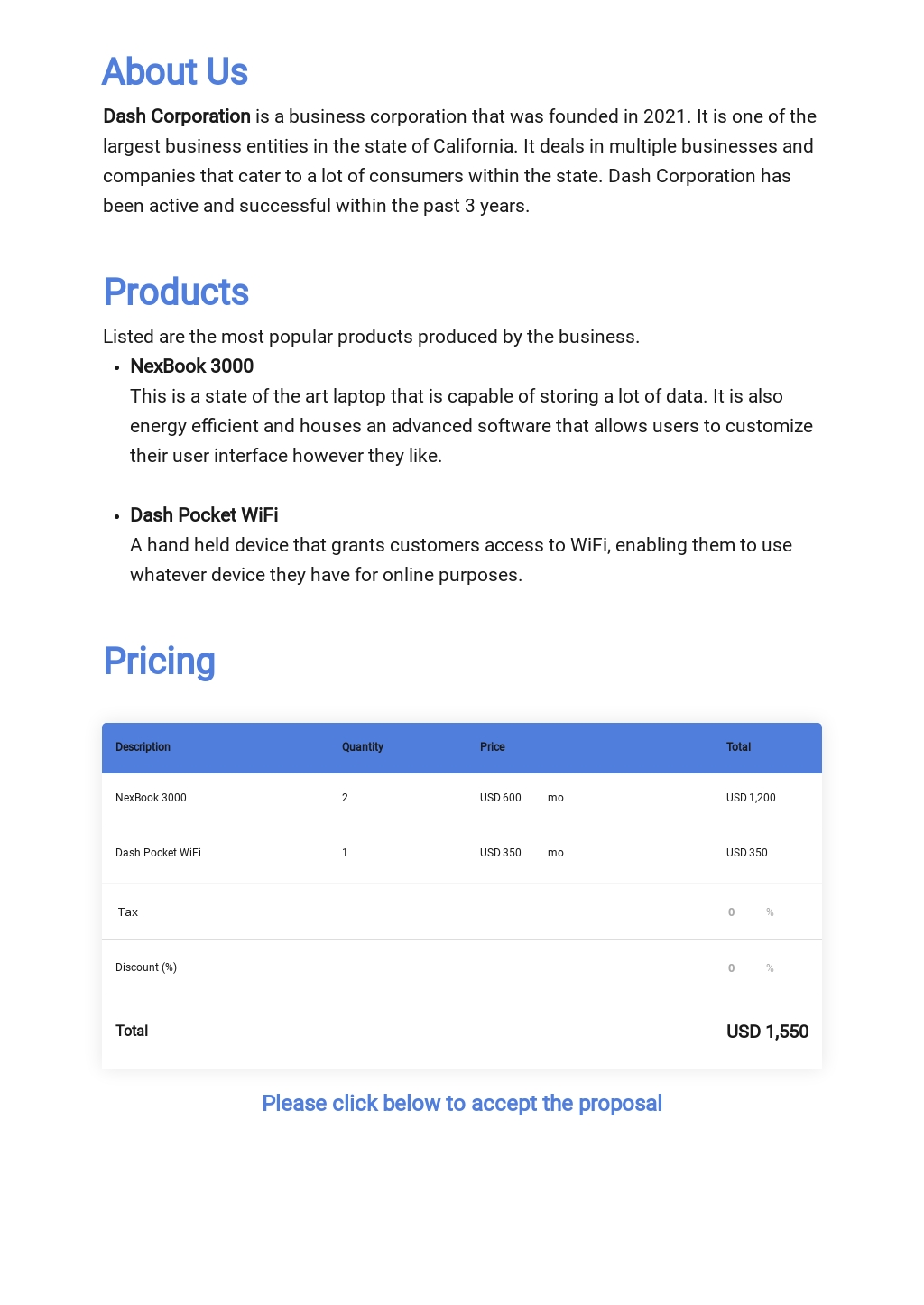 Business Pricing Proposal Template Google Docs Word Template
