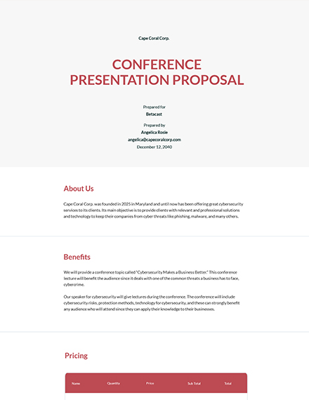 Free Sample Conference Proposal Template - Google Docs, Word, Apple ...