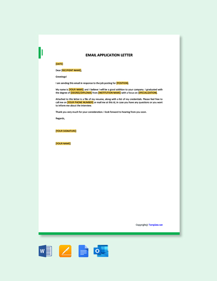 FREE Email Cover Letter for Job Application Template - Word (DOC ...