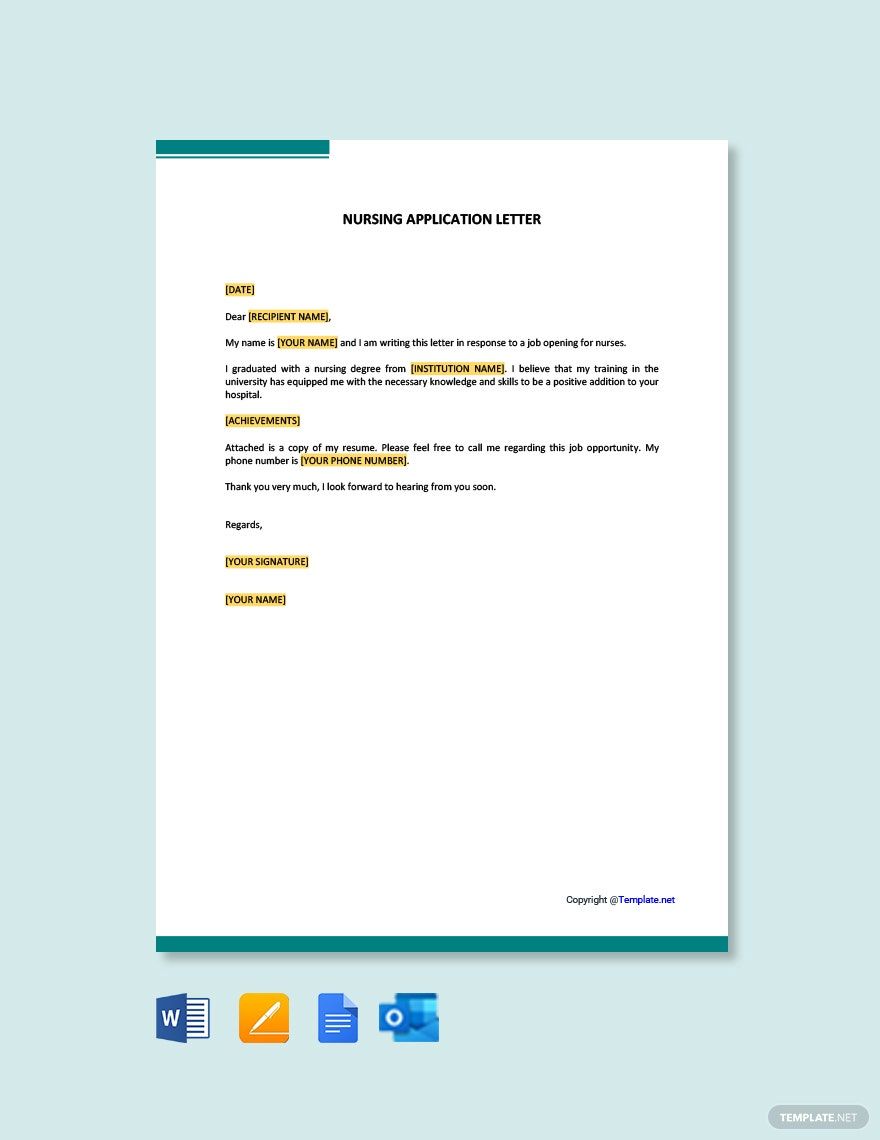 Free Nursing Application Letter Download In Word Google Docs PDF 