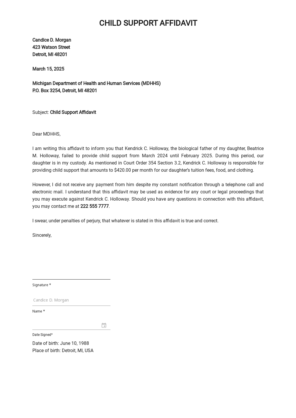 Affidavit Layout Templates Documents Design Free Download 