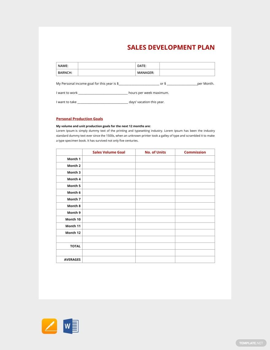 School Professional Development Plan Template - Google Docs, Word ...