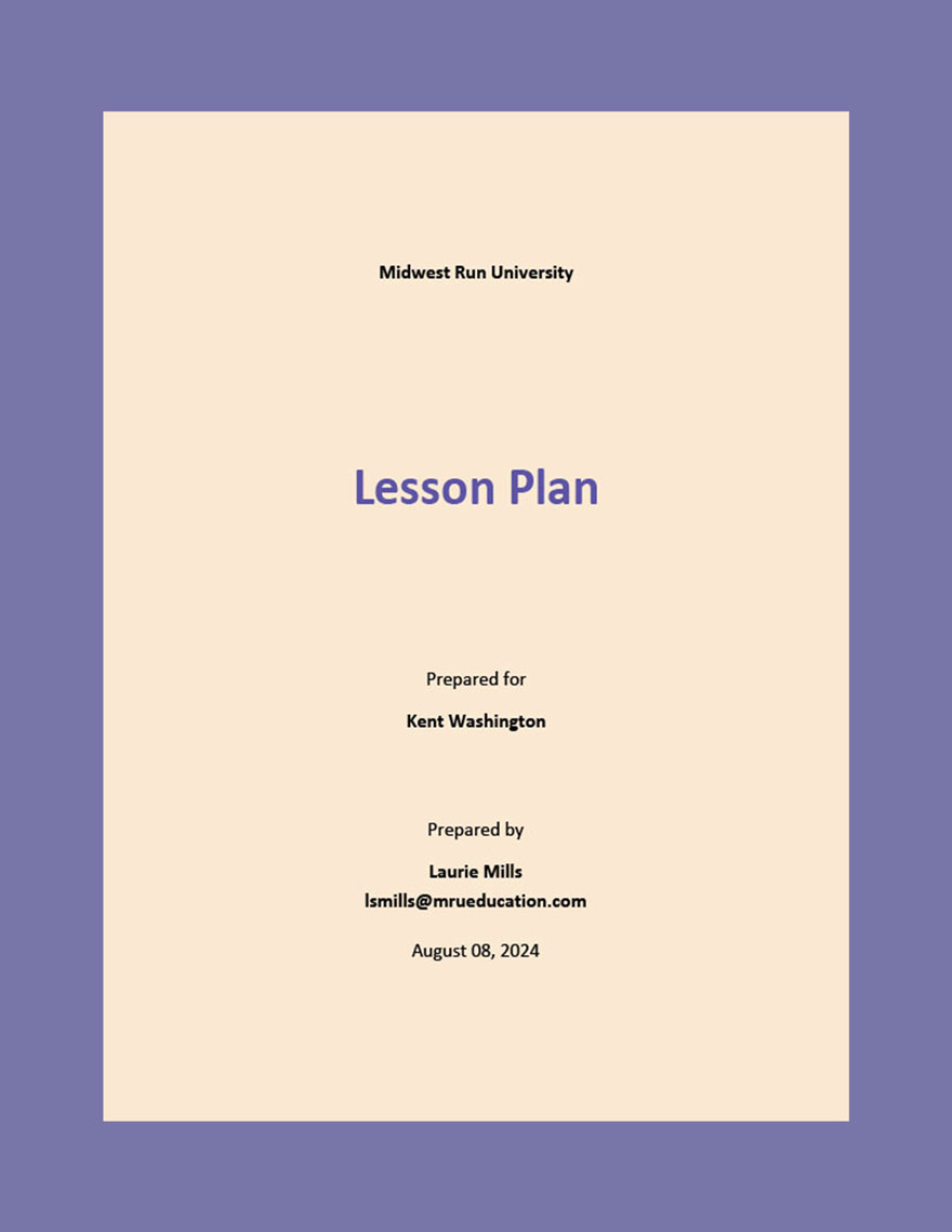 Daily Lesson Plan Template Google Docs Word Apple Pages PDF 