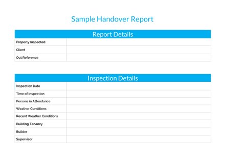 Property Handover Report Template in Microsoft Word, Apple Pages, PDF ...