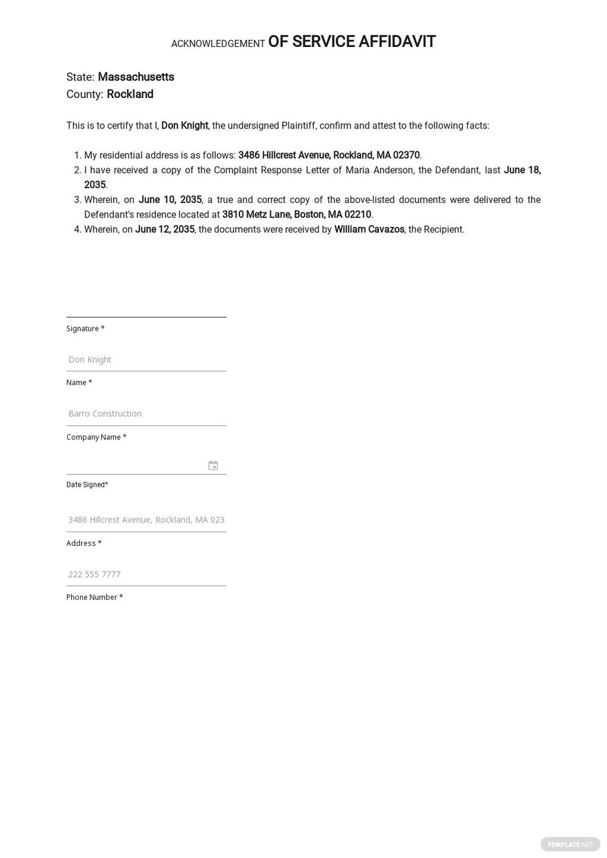 Free Blank Affidavit Service Template - Google Docs, Word | Template.net