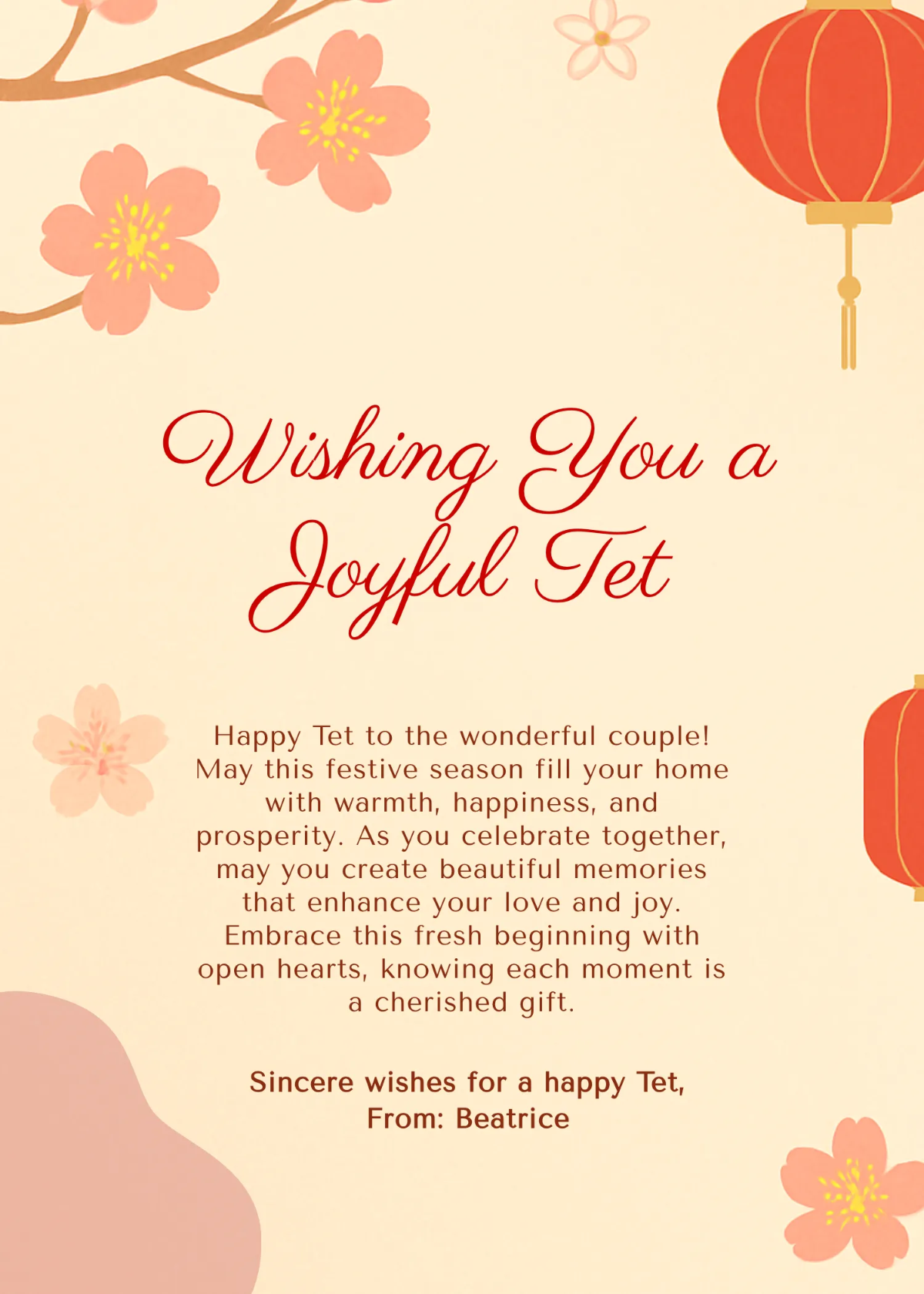 Free Tet Happiness Wishes Template to Edit Online