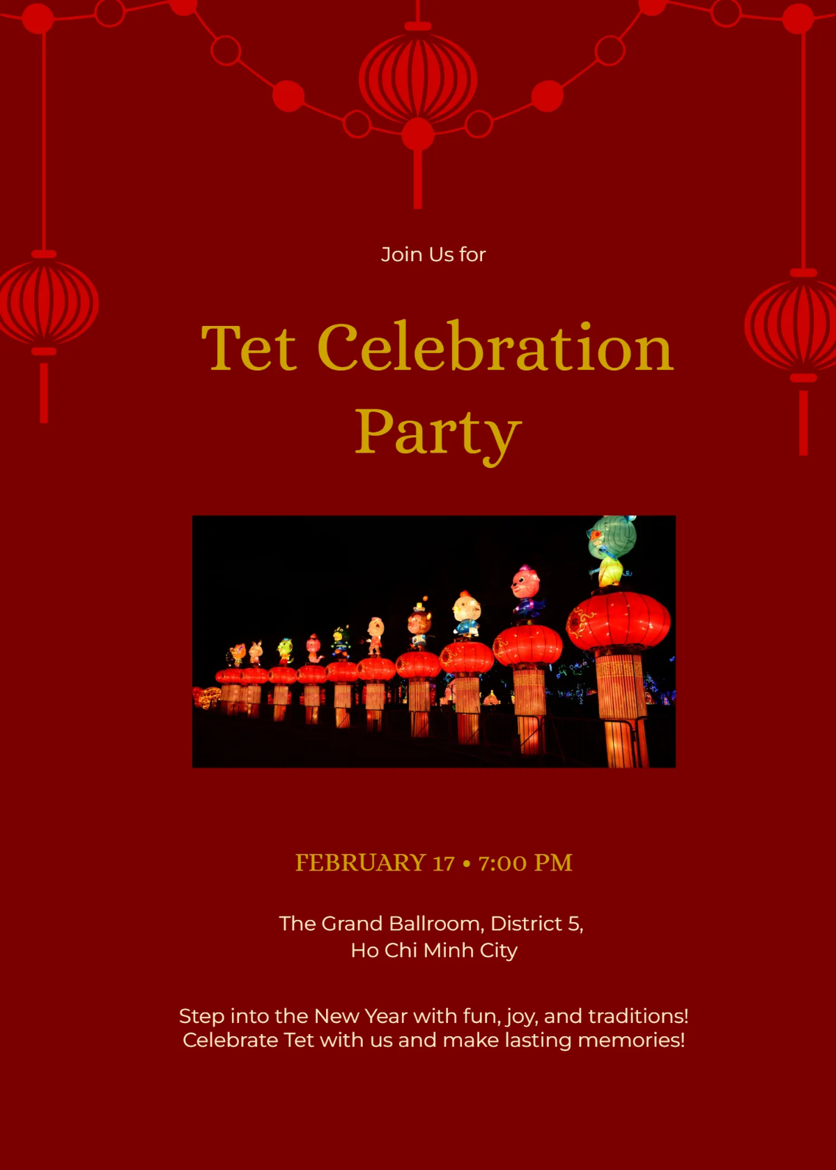 Free Tet Party Invitation Template to Edit Online
