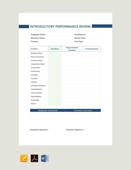 Performance Appraisal Form Template - PDF | Word | Apple Pages