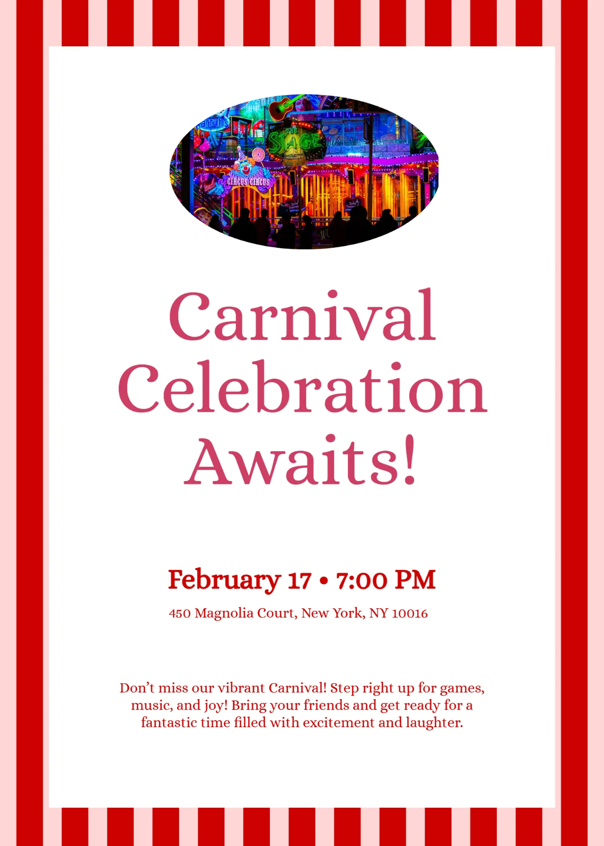 Free Simple Carnival Invitation Template to Edit Online