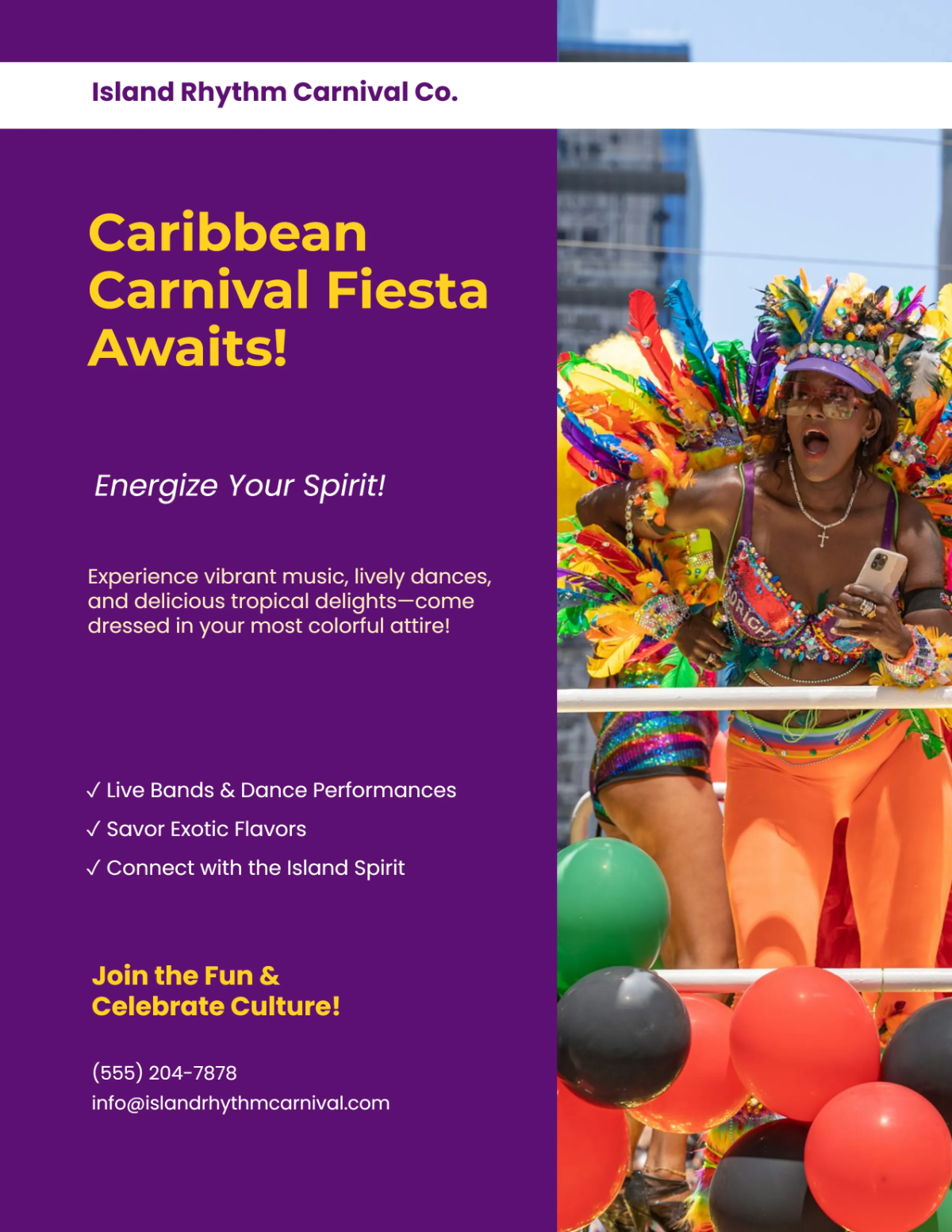 Free Caribbean Carnival Flyer Template to Edit Online