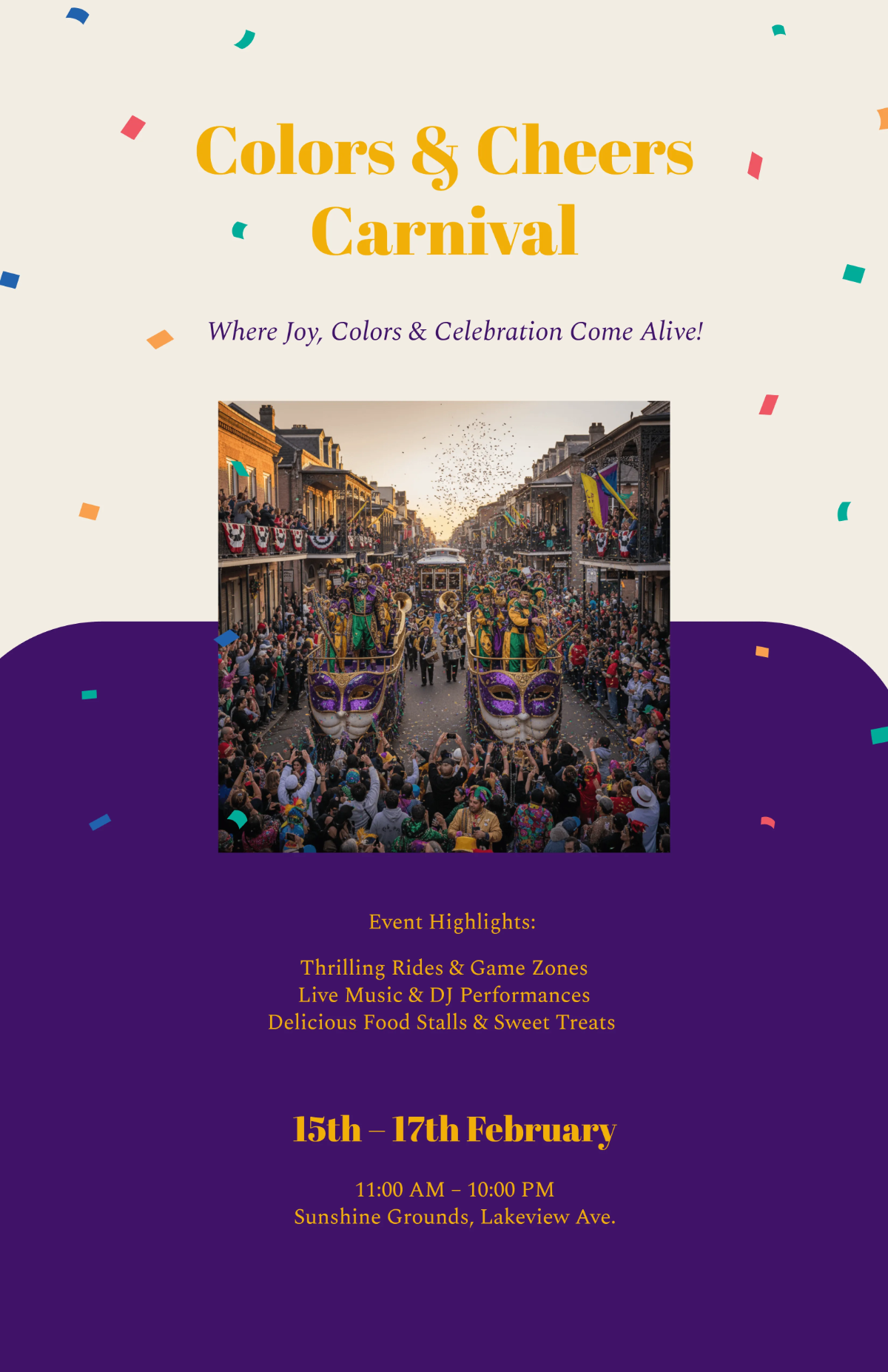 Free Festive Carnival Poster Template to Edit Online