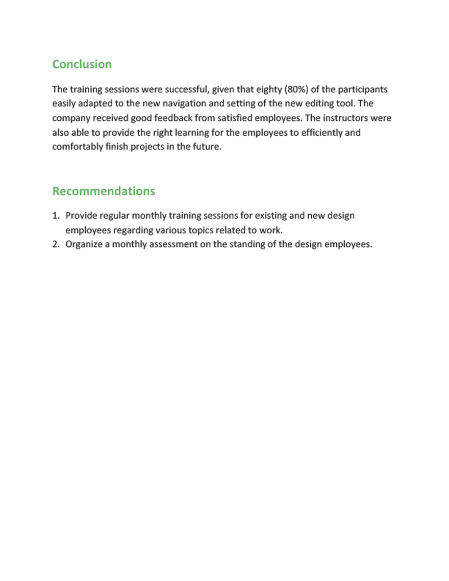 Sample Training Report Template - Google Docs, Word | Template.net