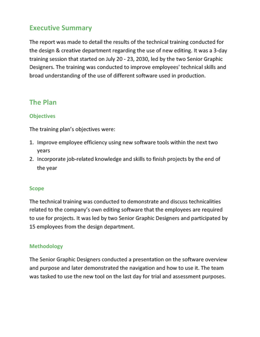 Sample Training Report Template Google Docs Word Template Sample Training Report Template Google Docs Word Template