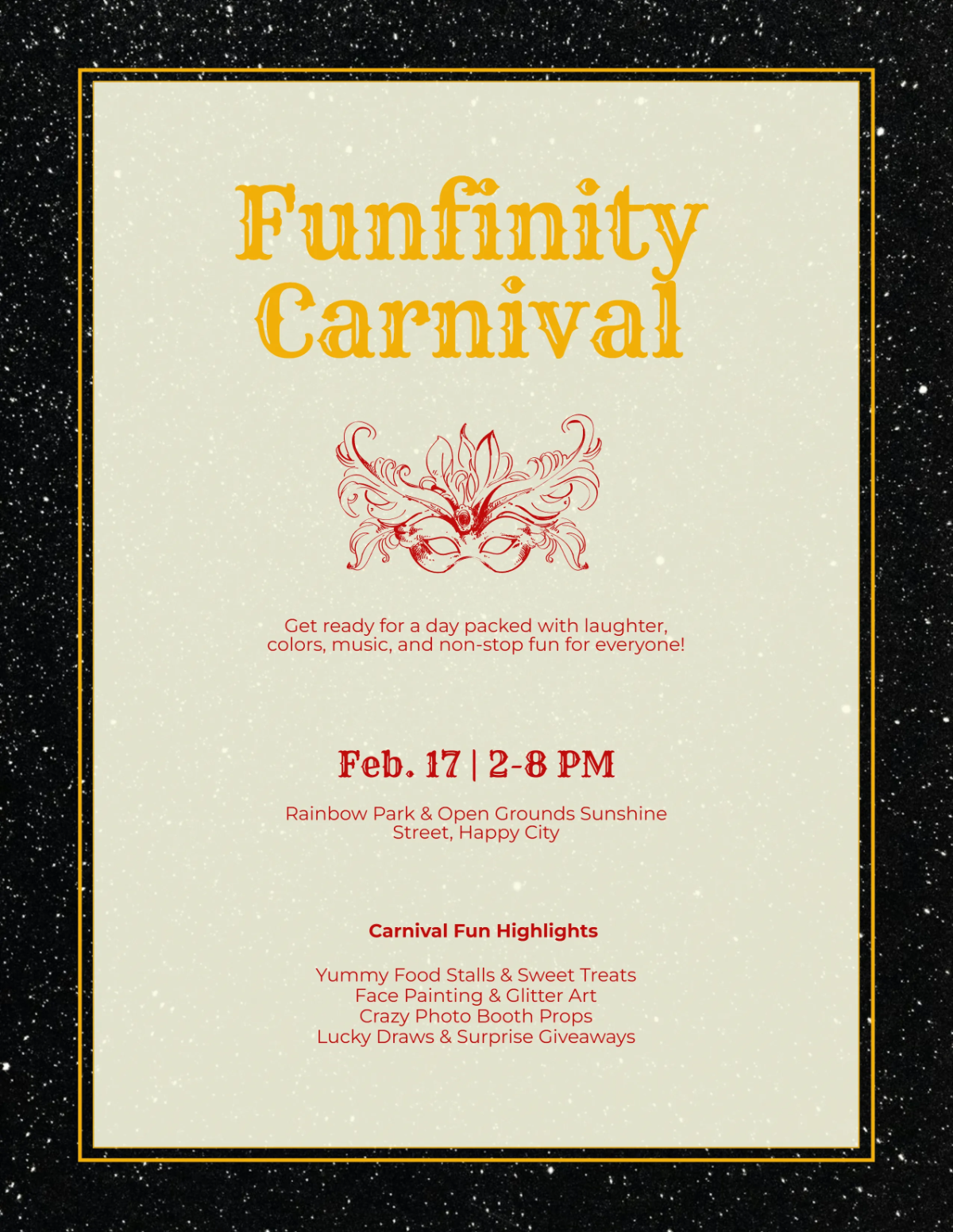 Free Sparkling Carnival Flyer Template to Edit Online