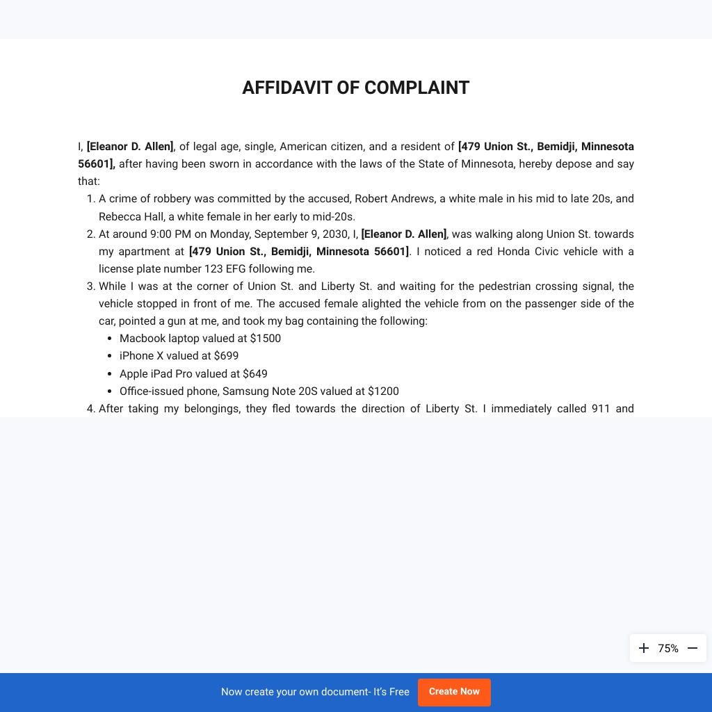 Affidavit of No Complaint Template - Download in Word, Google Docs ...