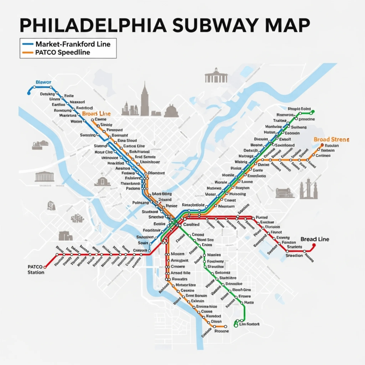 Free Philadelphia Subway Map Template to Edit Online