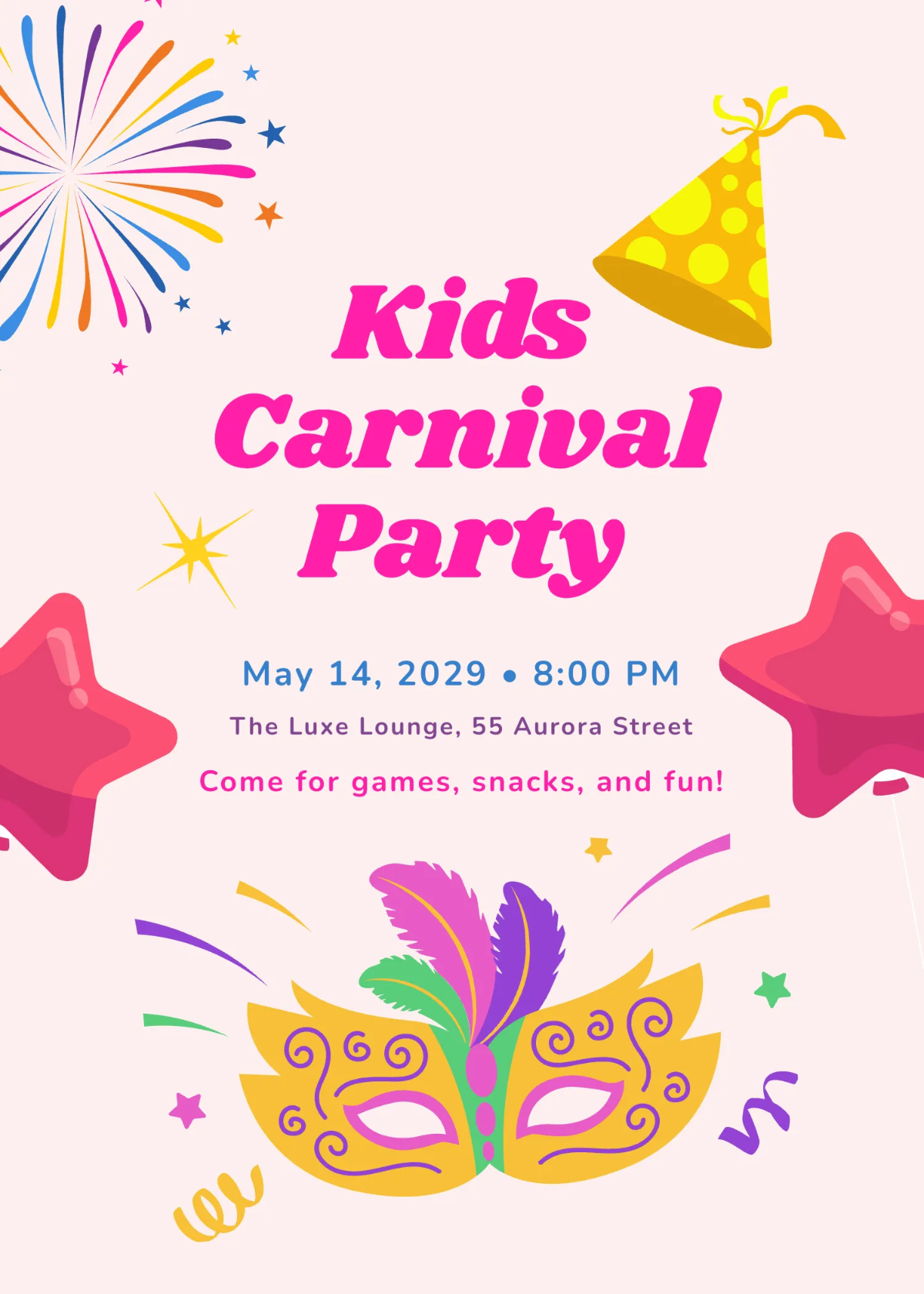 Free Kids Carnival Invitation Template to Edit Online