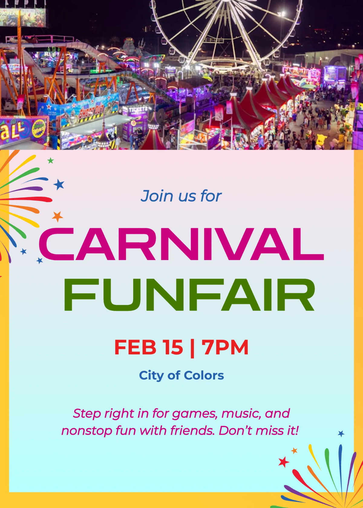Free Colorful Carnival Invitation Template to Edit Online