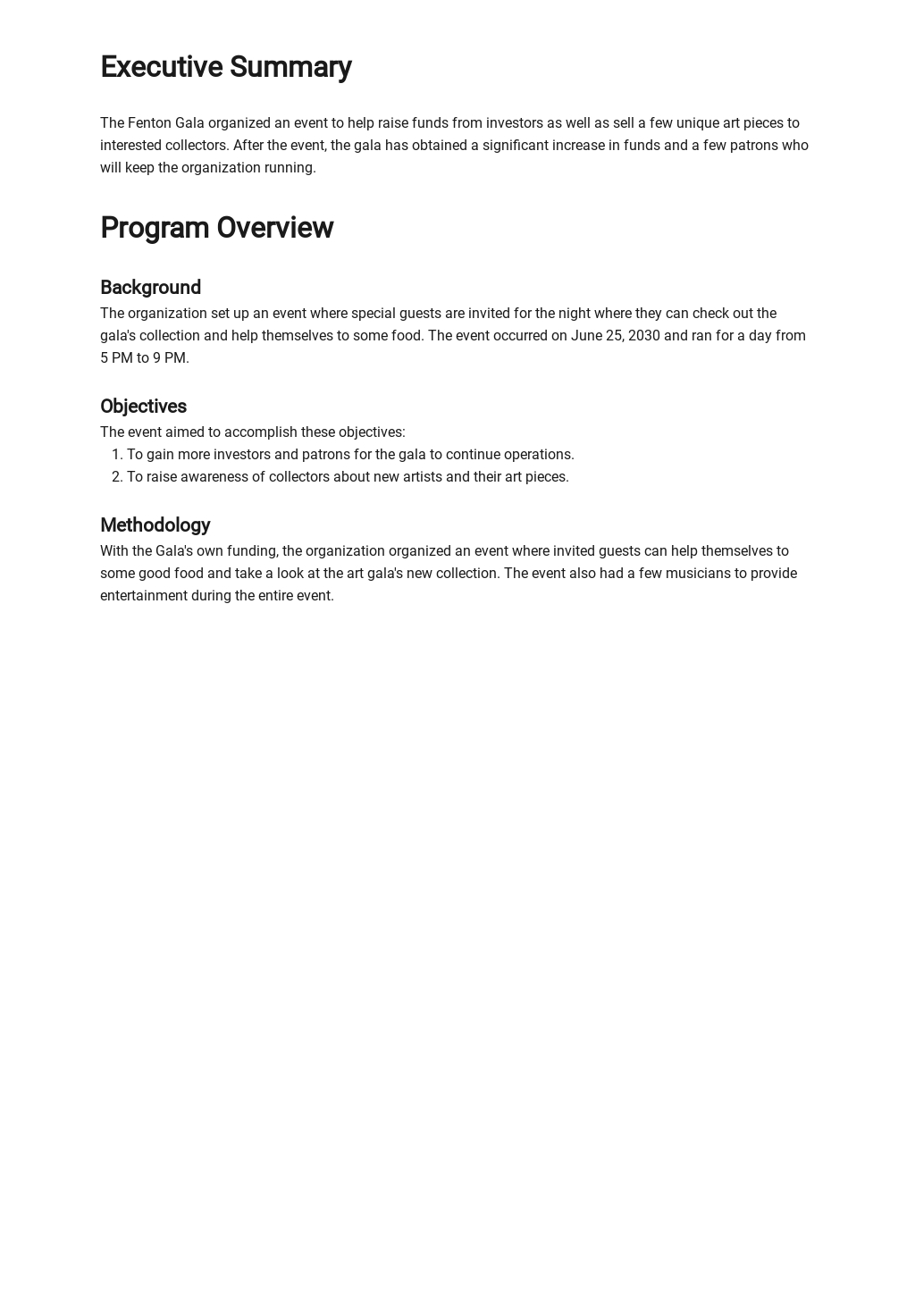 Sample Event Report Template Sample Event Report Template