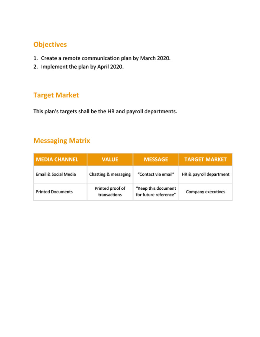Management Communication Plan Template - Google Docs, Word, Apple Pages ...