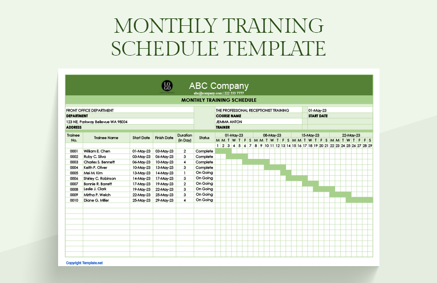 Monthly Training Schedule Template Download In Word Google Docs PDF