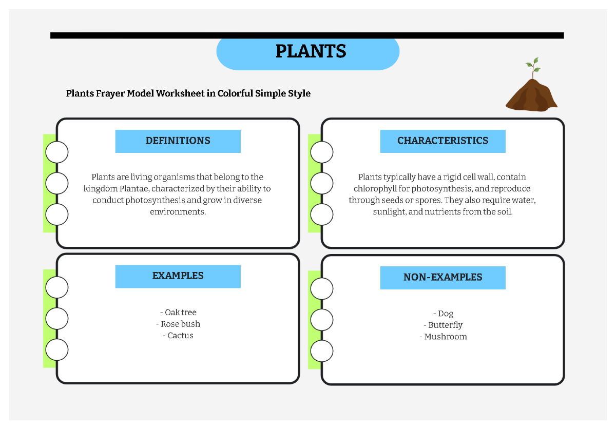 Free Plants Frayer Model Worksheet in Colorful Simple Style Template to ...