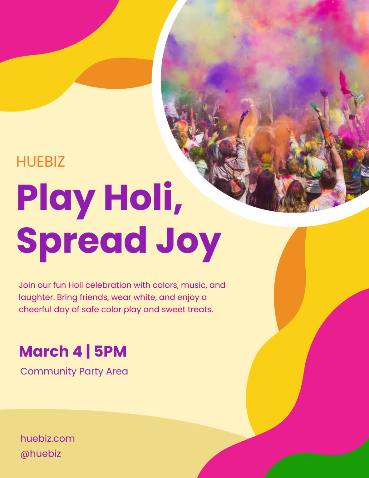 Free Fun Holi Flyer Template to Edit Online