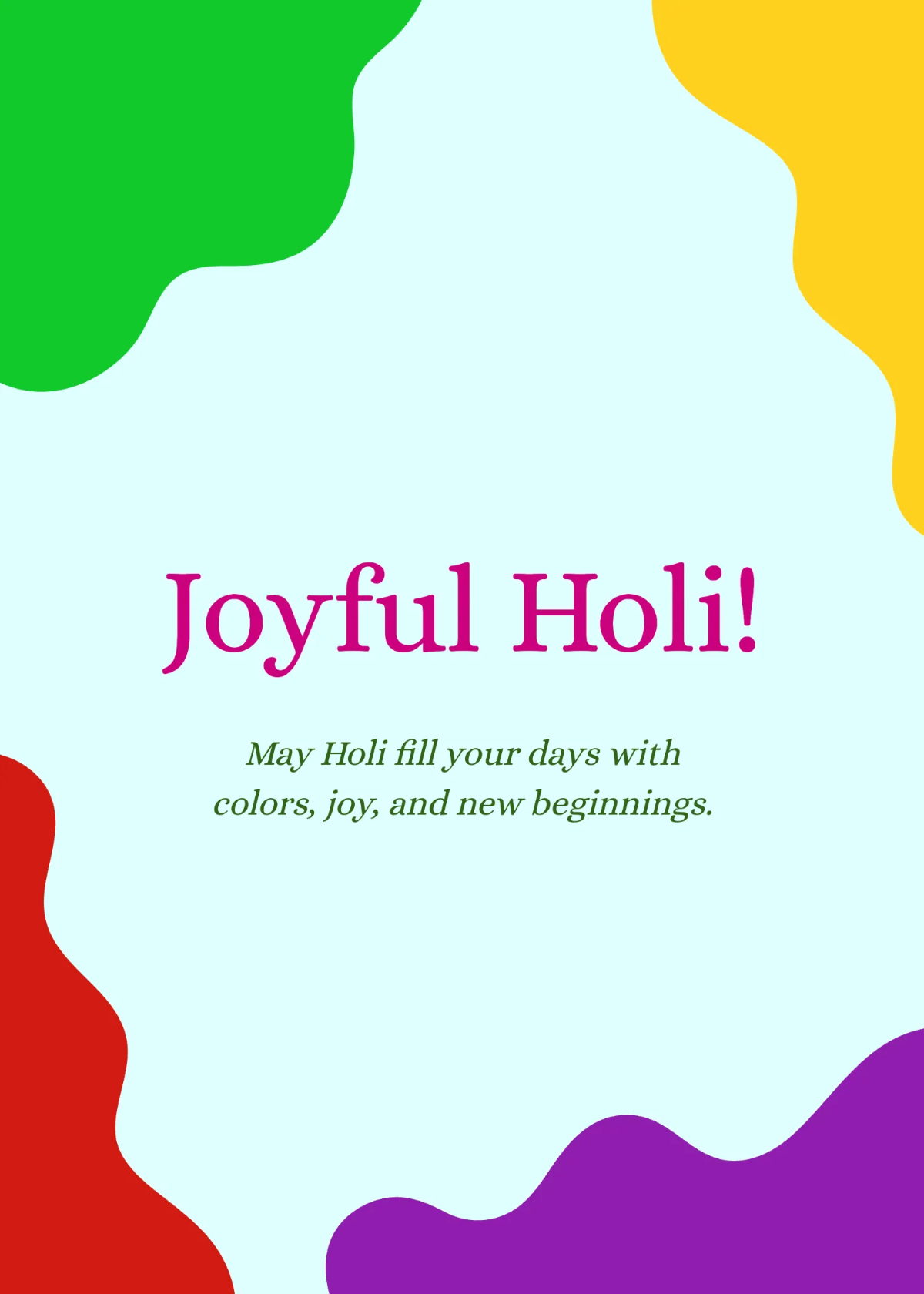 Free Colorful Holi Wishes Template to Edit Online
